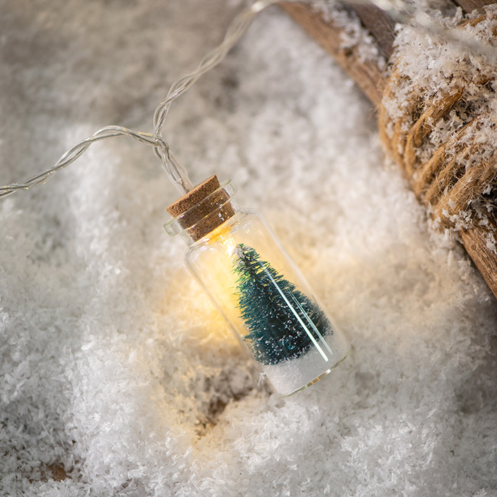 10 LED Glass Snowy Tree In Bottle String Lights_我的网站