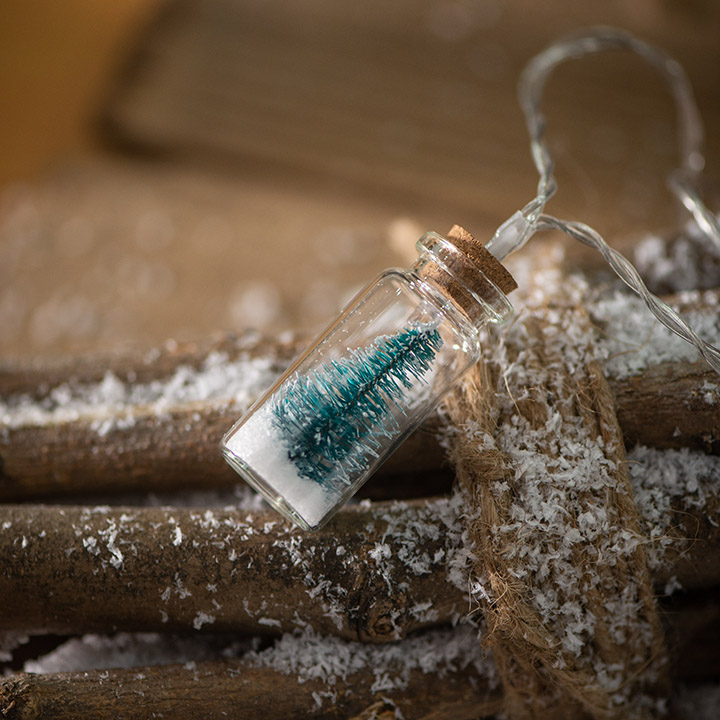 10 LED Glass Snowy Tree In Bottle String Lights_我的网站